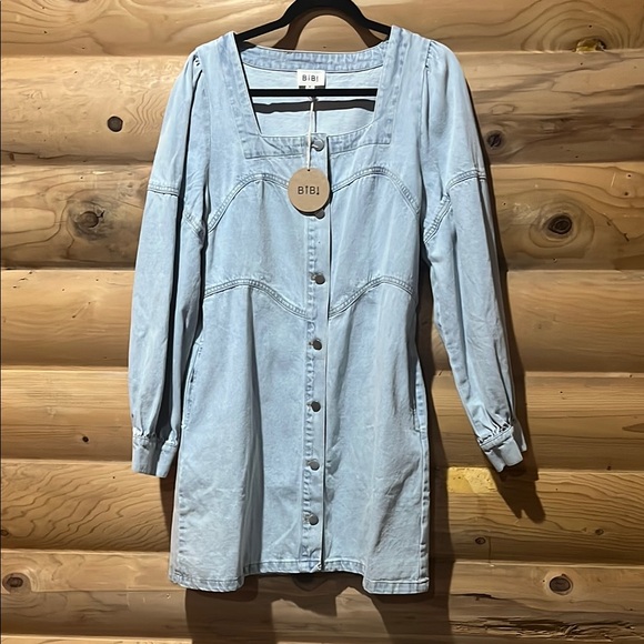 BiBi | Dresses | Nwt Bibi Light Blue Denim Buttonup Dress | Poshmark